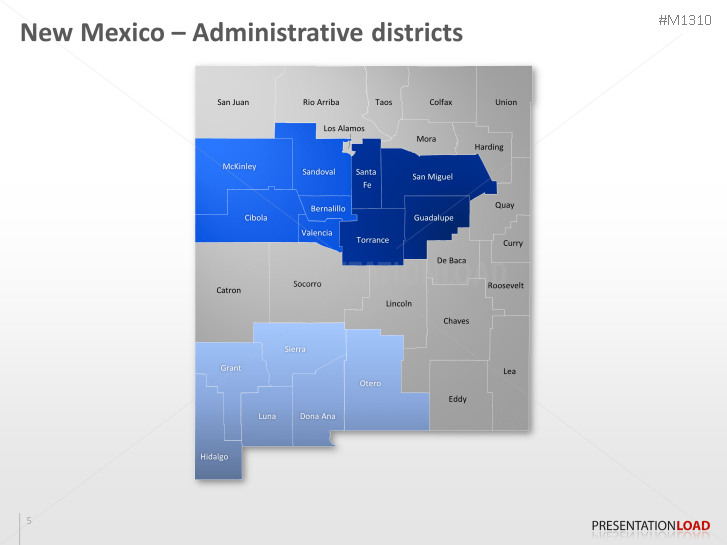 PowerPoint Map New Mexico Counties (USA) | PresentationLoad