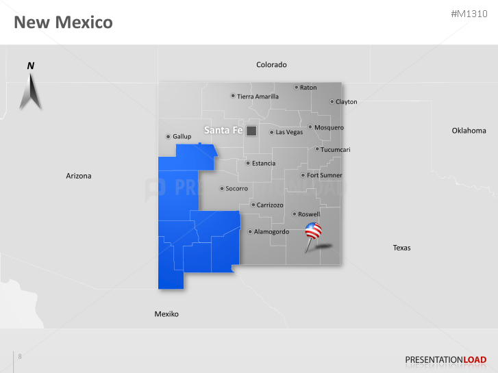 PowerPoint Map New Mexico Counties (USA) | PresentationLoad
