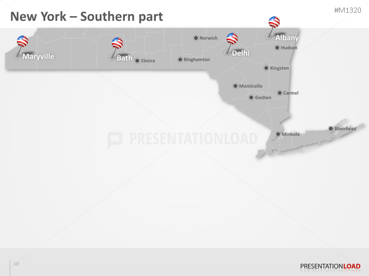 PowerPoint Map New York Counties (USA) | PresentationLoad
