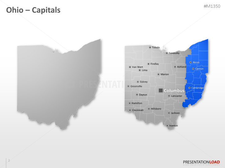 PowerPoint Map Ohio Counties (USA) | PresentationLoad