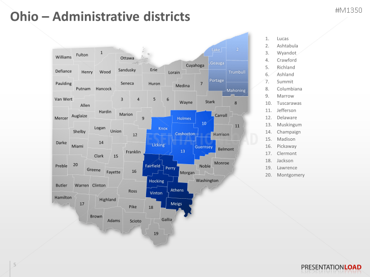 PowerPoint Map Ohio Counties (USA) | PresentationLoad