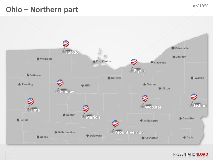 PowerPoint Map Ohio Counties (USA) | PresentationLoad