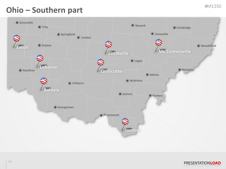 PowerPoint Map Ohio Counties (USA) | PresentationLoad