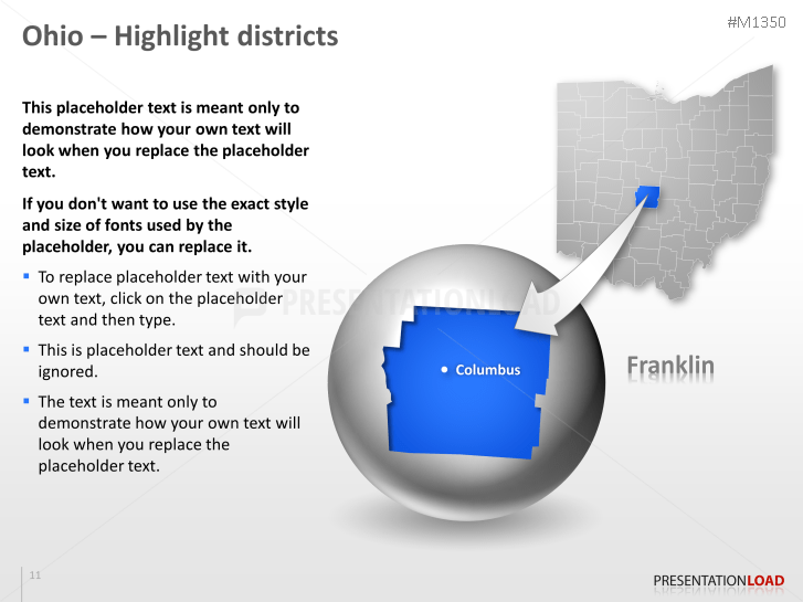 PowerPoint Map Ohio Counties (USA) | PresentationLoad