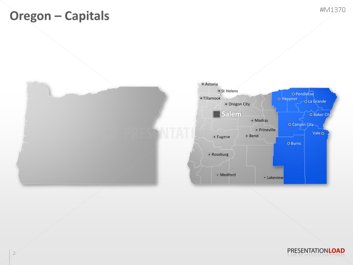 PowerPoint Map Oregon Counties (USA) | PresentationLoad