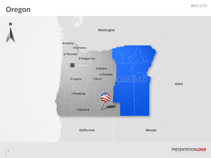 PowerPoint Map Oregon Counties (USA) | PresentationLoad