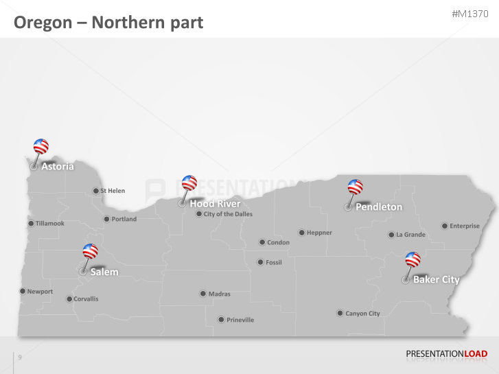 PowerPoint Map Oregon Counties (USA) | PresentationLoad