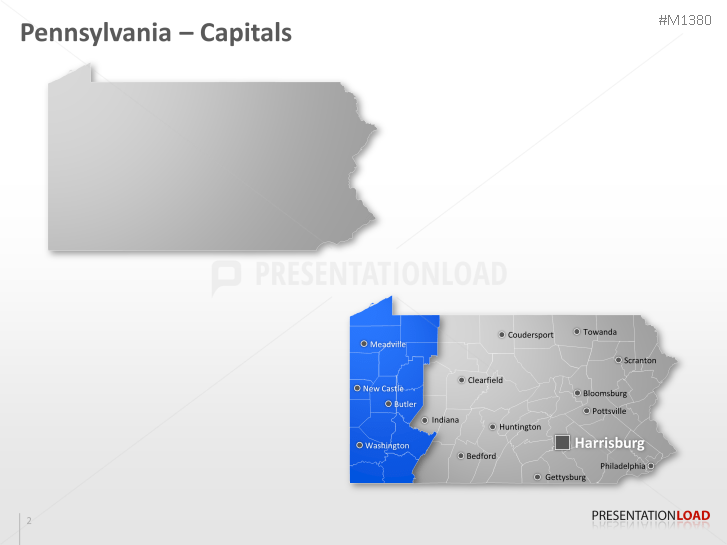 PowerPoint Map Pennsylvania Counties (USA) | PresentationLoad