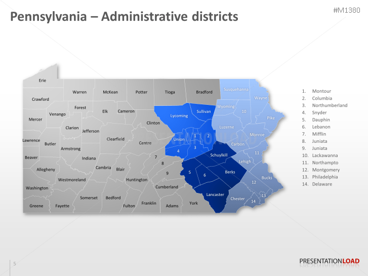 PowerPoint Map Pennsylvania Counties (USA) | PresentationLoad