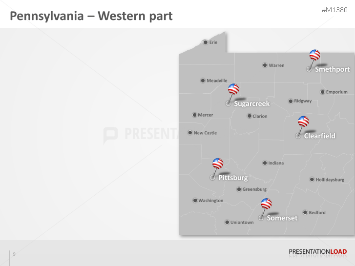 PowerPoint Map Pennsylvania Counties (USA) | PresentationLoad