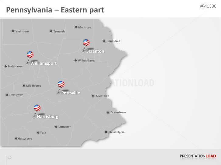 PowerPoint Map Pennsylvania Counties (USA) | PresentationLoad