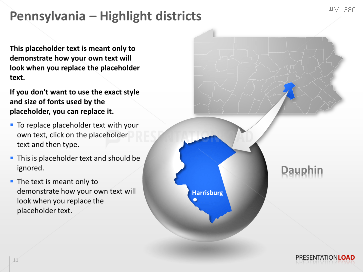 PowerPoint Map Pennsylvania Counties (USA) | PresentationLoad