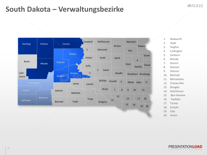 PowerPoint Landkarte South Dakota Counties USA) | PresentationLoad