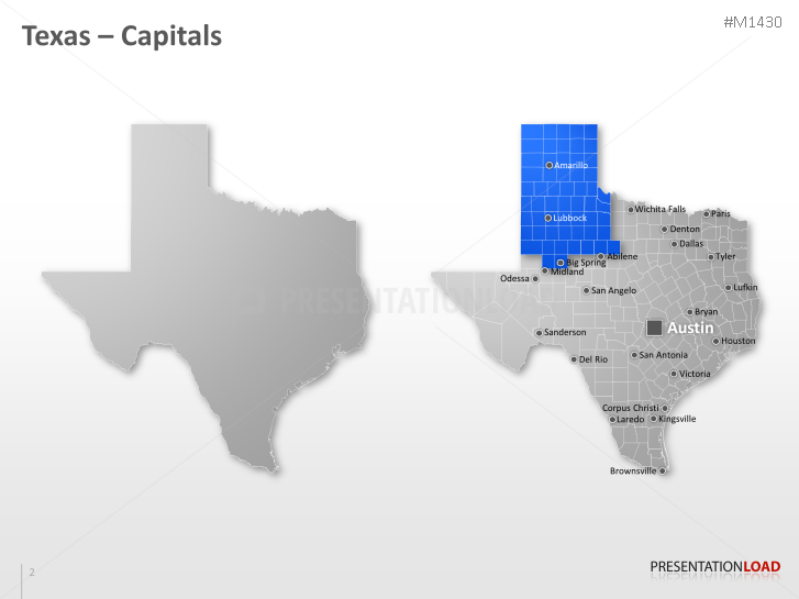 PowerPoint Map Texas Counties (USA) | PresentationLoad