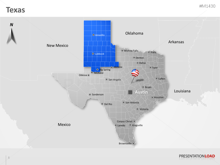 PowerPoint Map Texas Counties (USA) | PresentationLoad