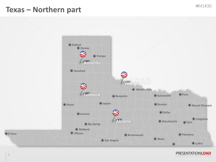 PowerPoint Map Texas Counties (USA) | PresentationLoad