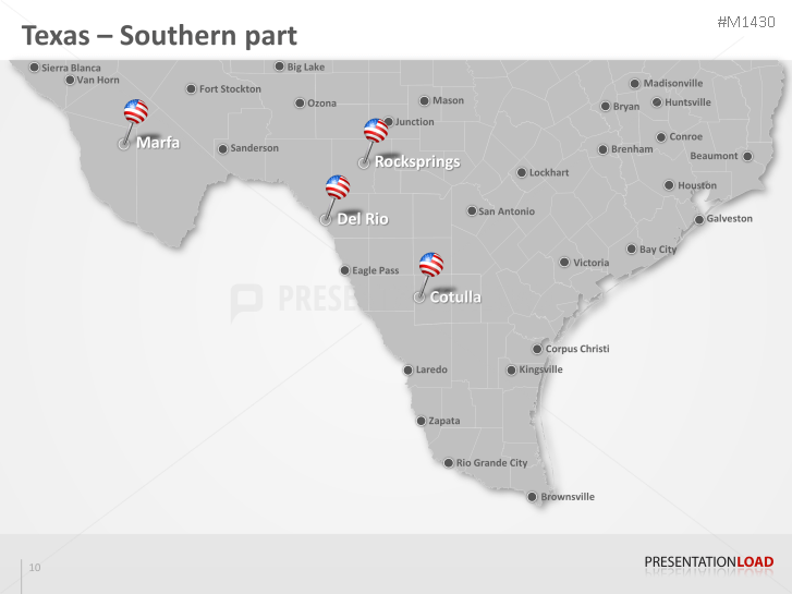 PowerPoint Map Texas Counties (USA) | PresentationLoad