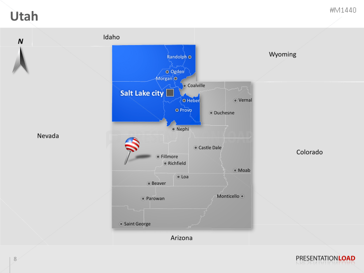 PowerPoint Map Utah Counties | PresentationLoad