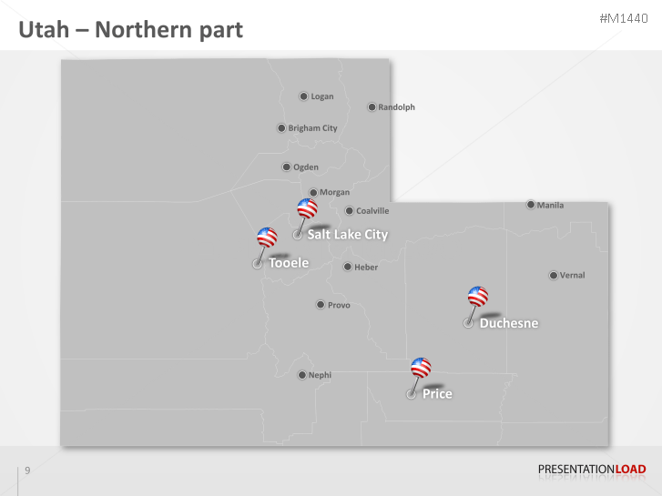PowerPoint Map Utah Counties | PresentationLoad