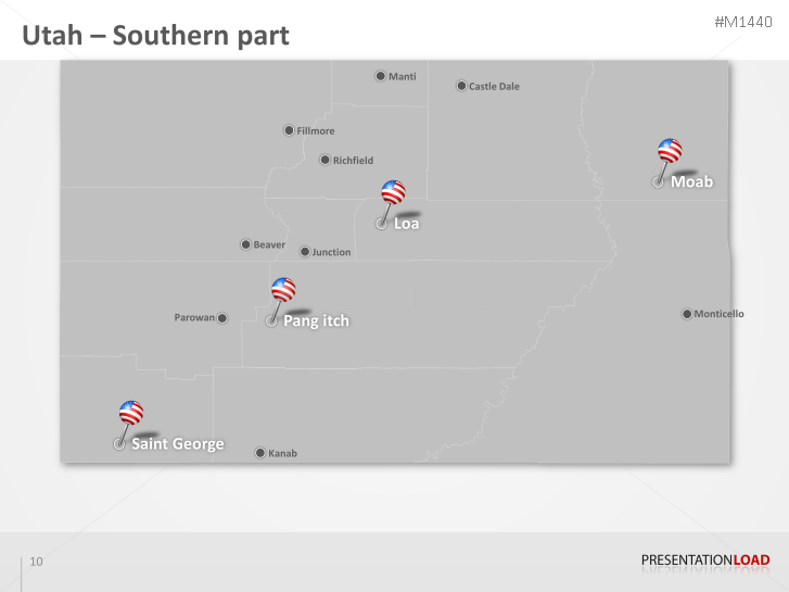 PowerPoint Map Utah Counties | PresentationLoad