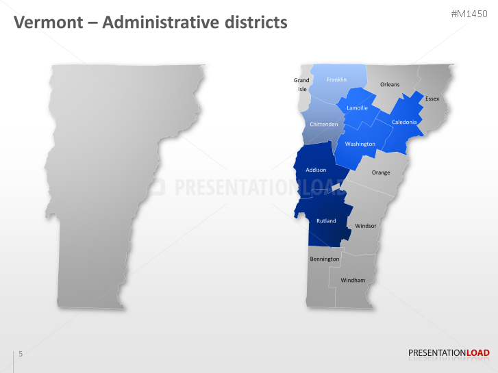 PowerPoint Map Vermont Counties (USA) | PresentationLoad