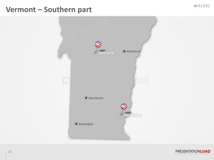 PowerPoint Map Vermont Counties (USA) | PresentationLoad