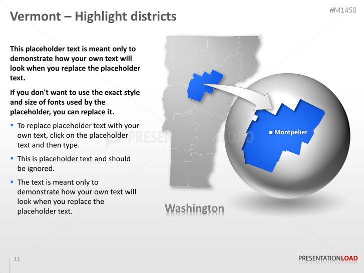 PowerPoint Map Vermont Counties (USA) | PresentationLoad