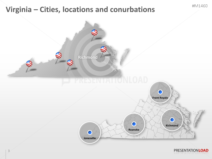 PowerPoint Map Virginia Counties (USA) | PresentationLoad