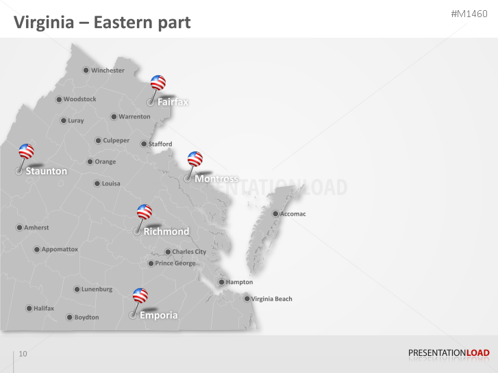 PowerPoint Map Virginia Counties (USA) | PresentationLoad