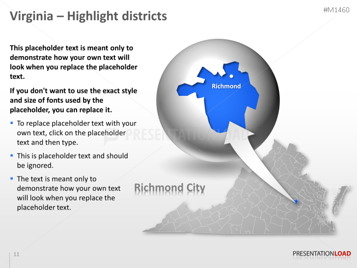 PowerPoint Map Virginia Counties (USA) | PresentationLoad