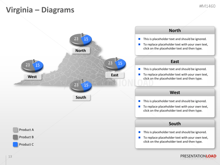 PowerPoint Map Virginia Counties (USA) | PresentationLoad