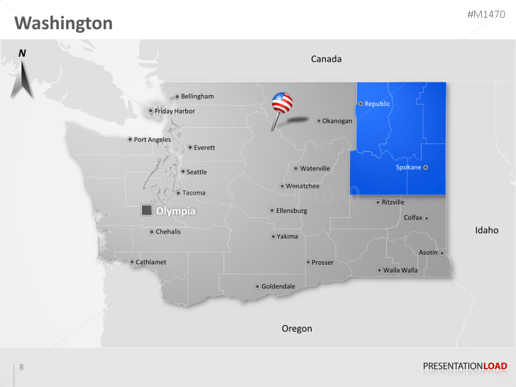 PowerPoint Map Washington Counties | PresentationLoad