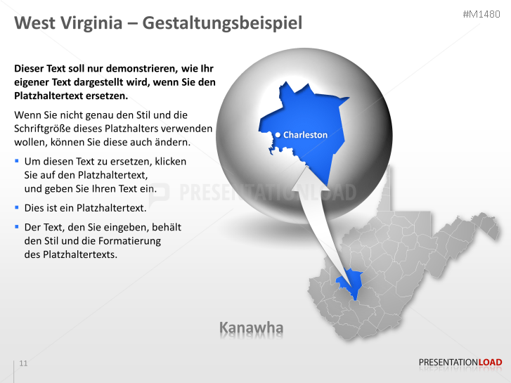 PowerPoint Landkarte West Virginia Counties (USA) | PresentationLoad