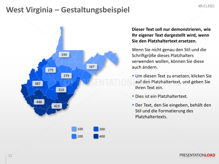 PowerPoint Landkarte West Virginia Counties (USA) | PresentationLoad