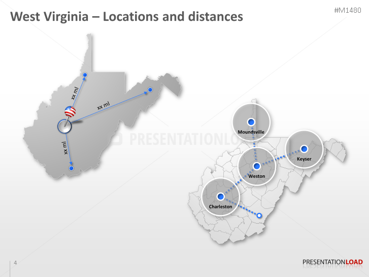 PowerPoint Map West Virginia Counties (USA) | PresentationLoad