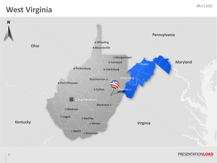PowerPoint Map West Virginia Counties (USA) | PresentationLoad