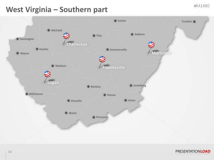 PowerPoint Map West Virginia Counties (USA) | PresentationLoad