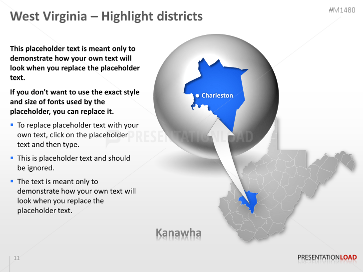 PowerPoint Map West Virginia Counties (USA) | PresentationLoad