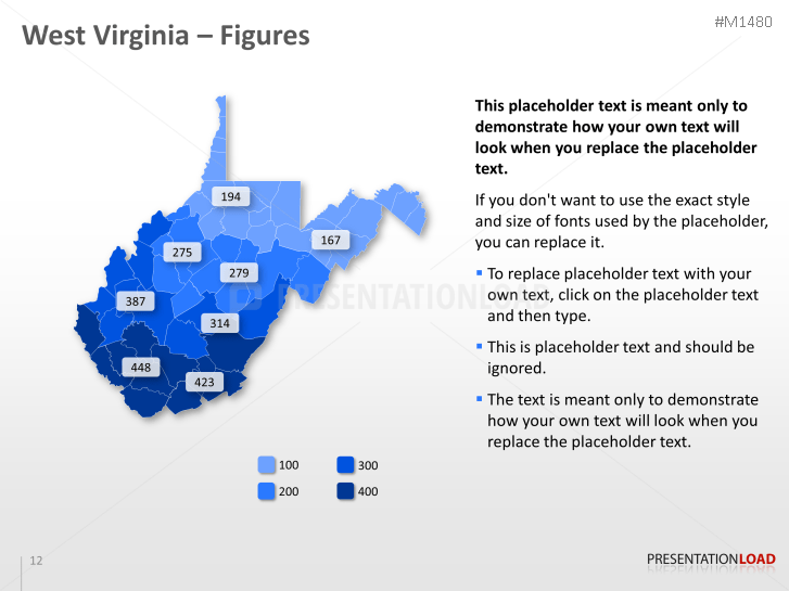 PowerPoint Map West Virginia Counties (USA) | PresentationLoad