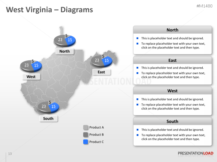 PowerPoint Map West Virginia Counties (USA) | PresentationLoad