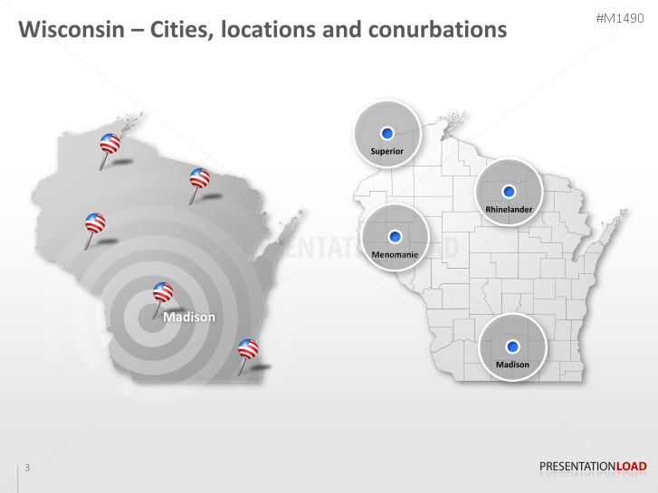 PowerPoint Map Wisconsin Counties (USA) | PresentationLoad