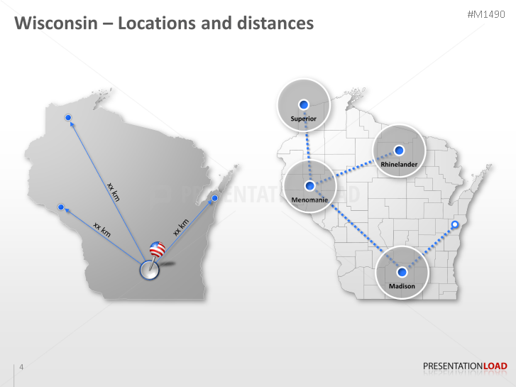 PowerPoint Map Wisconsin Counties (USA) | PresentationLoad