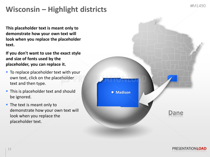 PowerPoint Map Wisconsin Counties (USA) | PresentationLoad