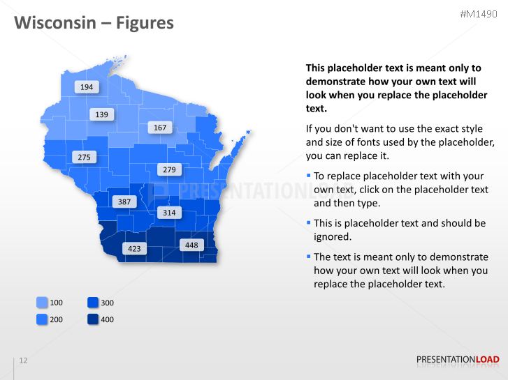 PowerPoint Map Wisconsin Counties (USA) | PresentationLoad