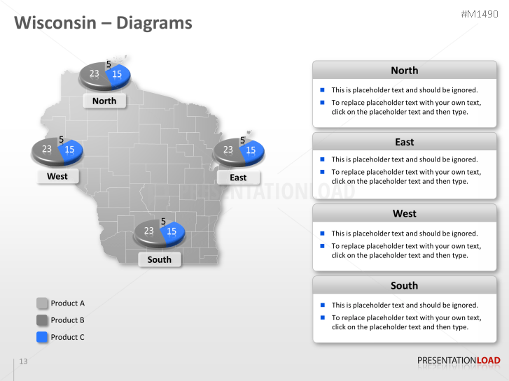 PowerPoint Map Wisconsin Counties (USA) | PresentationLoad