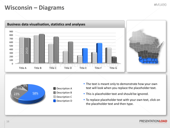 PowerPoint Map Wisconsin Counties (USA) | PresentationLoad