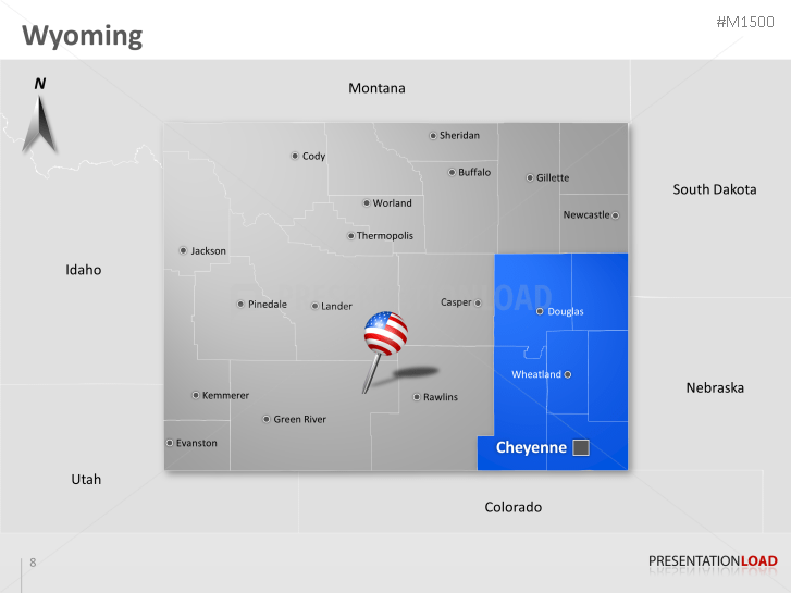 PowerPoint Map Wyoming Counties (USA) | PresentationLoad