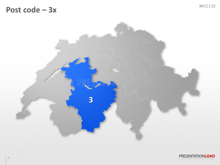 PowerPoint Map Switzerland with ZIP (1 Digit) | PresentationLoad