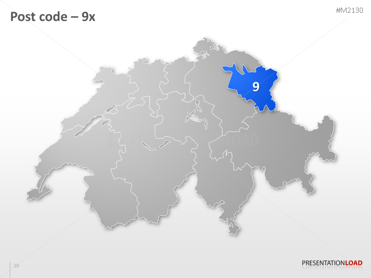 PowerPoint Map Switzerland with ZIP (1 Digit) | PresentationLoad