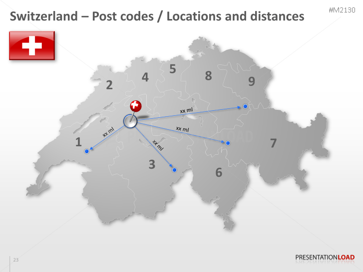 PowerPoint Map Switzerland with ZIP (1 Digit) | PresentationLoad